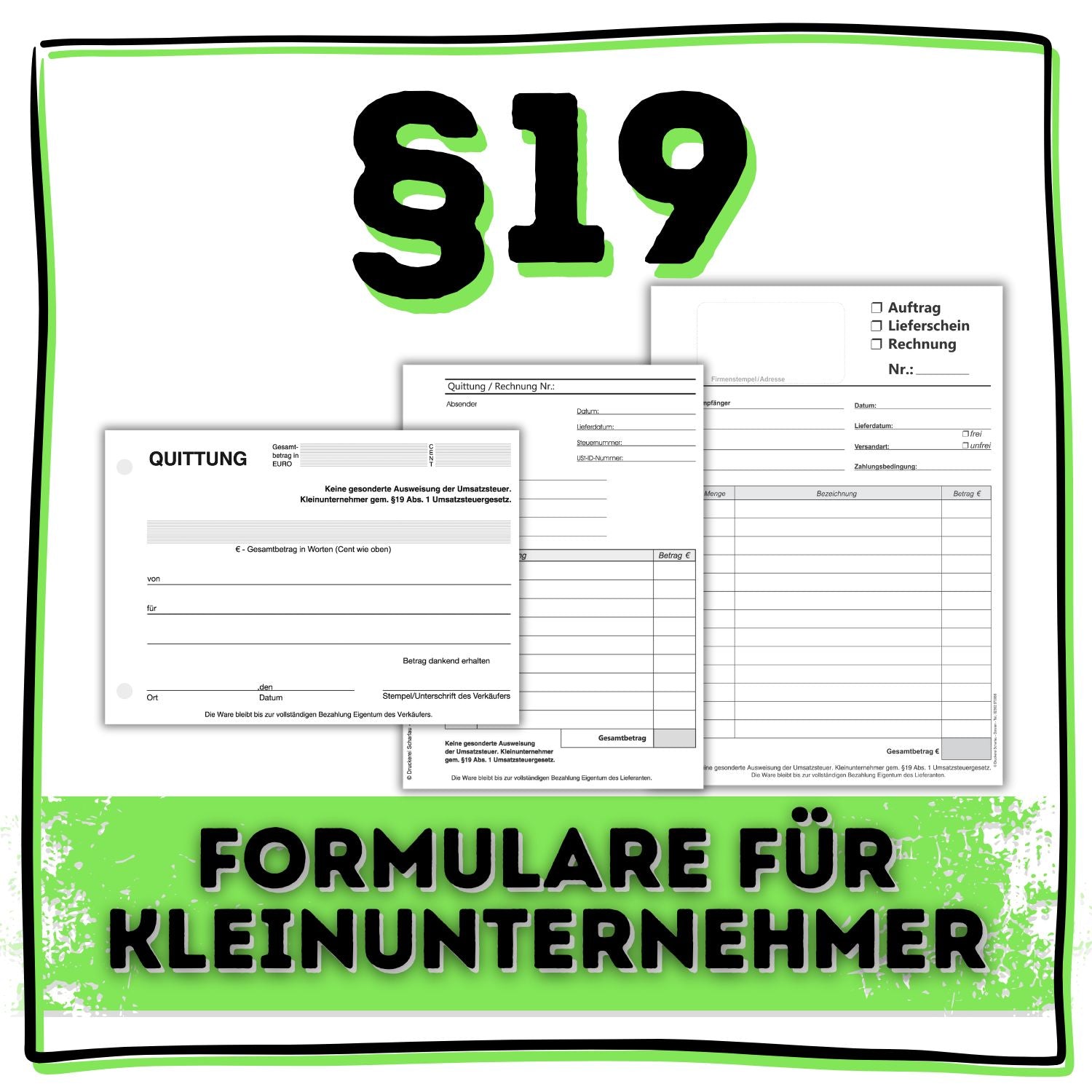 Quittung / Rechnung Kleinunternehmer (§19) – Office Formulare Scharlau